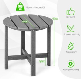 Costway Odkládací stolek Malý zahradní stolek z šedého plastu
