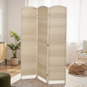 HOMCOM vnitřní paraván ze dřeva 3 panely skládací dělič prostoru pro obývací pokoj, ložnici 135 x 180 cm dub