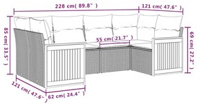 6dílná zahradní sedací souprava s poduškami béžová polyratan