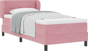 Postel s boxspringem s čelo Růžová 100 x 200 cm samet 3340381