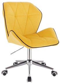 LuxuryForm Židle MILANO MAX VELUR na stříbrné základně s kolečky - žlutá