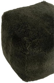 Tmavě zelený puf z ovčí kůže J-line George 47 cm
