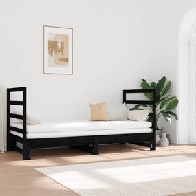 Výsuvná postel černá 2x (90 x 190) cm masivní borovice