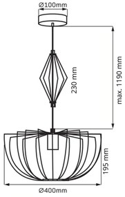 Lustr na lanku JASMINA 1xE27/20W/230V pr. 40 cm zlatá