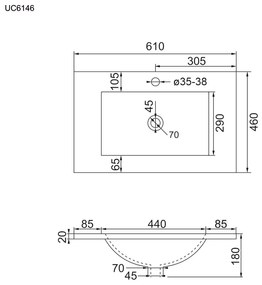 Mereo Mailo koupelnová skříňka s keramickým umyvadlem 61 cm dub CN520