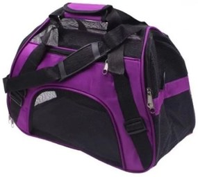 Prodyšná cestovní taška (přepravka) pro kočky nebo menší plemena psů Barva: nachová, Velikost: S 43x30x20 cm