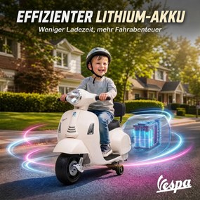 AIYAPLAY Elektro motorka pro děti Mini Vespa GTS 6V s lithiovou baterií, ergonomické sedadlo, opěrka zad, 1,5-3 roky 370-484V90WT