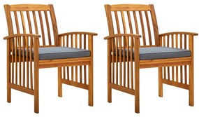 Zahradní jídelní židle 2 ks s poduškami masivní akáciové dřevo,  312130