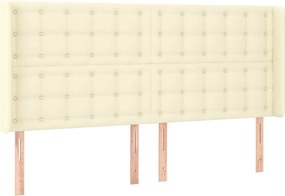 Box spring postel s matrací a LED krémová 160x200 cm umělá kůže 3139393