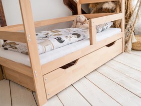 Woodisio Domečková postel NELA PLUS Variant: 160 x 80, Barva: Transparentní matný lak, Veľkosť: S úložným prostorem