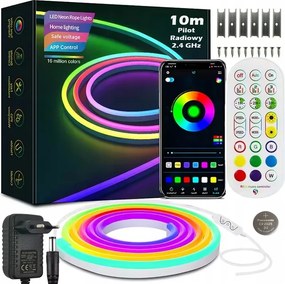 Led Pásek Neon 10M (1x10) Aplikace Bluetooth Rgb Dálkový Ovladač Rádiový 2.4GHz 24V