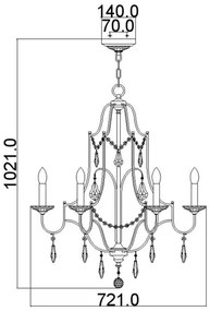 Feiss FE-VALENTINA6 - Lustr na řetězu VALENTINA 6xE14/60W/230V