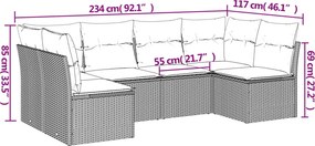 6dílná zahradní sedací souprava s poduškami černá polyratan 3217386