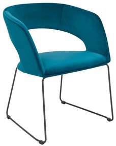 OnaDnes -20% Petrolejově modrá sametová jídelní židle Miotto Aventino s kovovou podnoží