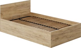 Postel s kovovým roštem a úložným prostorem, 120x200, dub artisan, DOLI