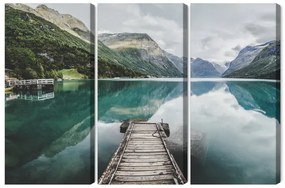 Vícedílný obraz Pohled Na Jezero Lovatnet Nedostatek Nedostatek Přírodní plátno 180x120