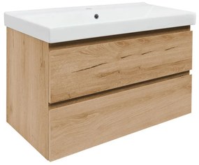 Koupelnová skříňka 2 zásuvková s umyvadlem SAT B-Way 99x50x45 cm dub mat BWAY2100OAKU1BI