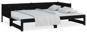 Výsuvná postel černá masivní borovice 2x (90 x 200) cm,  820256