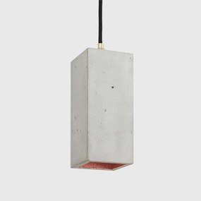 Závěsné kvádrové betonové svítidlo B2  Závěsné kvádrové betonové svítidlo B2 Dekor: Světlý beton, Kabel: Bílý, Vnitřní plocha: Měděná