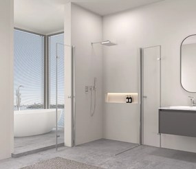 Erga Berlin Double, sprchový kout s dvojitými skládacími dveřmi 100(dveře) x 100(dveře) x 195 cm, 6mm čiré sklo, chromový profil, ERG-V02-BERLIN-D100D100-CL-CR