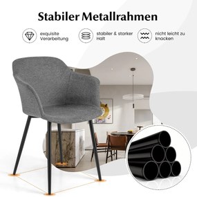 Costway Sada 2 jídelních židlí čalouněné židle s ergonomickým opěradlem šedé
