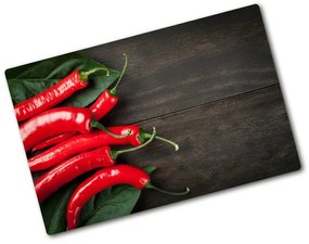 Wallmuralia Kuchyňská deska velká skleněná Chilli 80x52 cm