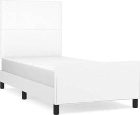 vidaXL Rám postele s čelem 90x200 cm umělá kůže [3125428] Barva: Bílá