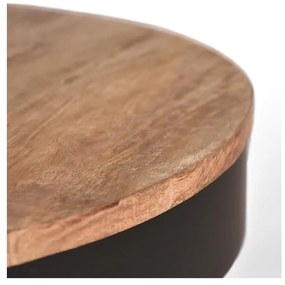 Černý odkládací stolek s deskou z mangového dřeva LABEL51 Saran, ⌀ 80 cm