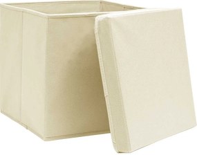 Úložné boxy s víky 4 ks krémové 32 x 32 x 32 cm textil 288358