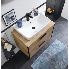 Závěsná skříňka bez umyvadla v dekoru dubu v přírodní barvě 51x72 cm Quickset 395 – Pelipal