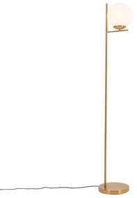 Stojací lampa ve stylu Art Deco zlatá s opálovým sklem - Flore