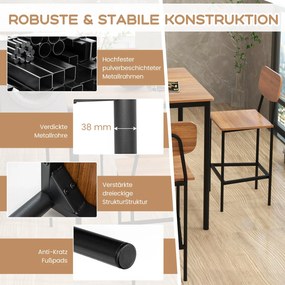 Costway Jídelní set s vysokým stolem a 4 barovými stoličkami