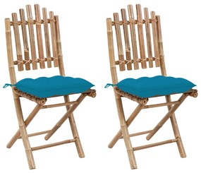 Skládací zahradní židle s poduškami 2 ks bambus,  3064006