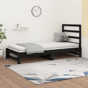 vidaXL Výsuvná postel 2x (90 x 190) cm masivní borovice [3108314] Barva: Černá