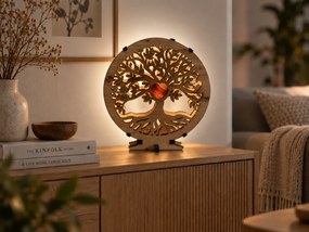 Li-Go "Strom života s achátovým srdcem" dřevěná lampa s dvojitým podsvícením  20x22 cm/dub provedení povrchu: bříza