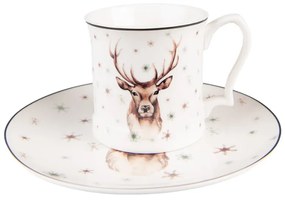 Dezertní porcelánový zimní talířek s jelenem Reindeer – 21x2 cm