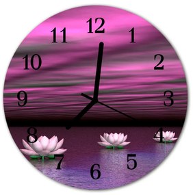 Nástenné skleněné hodiny Vodní lilie