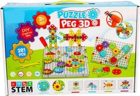 SPARKYS 3D stavebnice s vrtačkou Puzzle Peg / 281 dílků / od 3 let