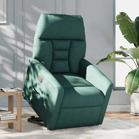 Elektrické zvedací polohovací křeslo tmavě zelené textil 3303058