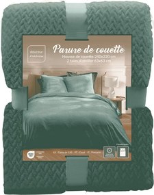 Zelené 3dílné povlečení na dvoulůžko/prodloužené z mikroflanelu 240x220 cm Flanou – douceur d'intérieur