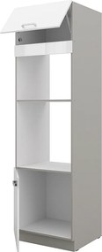 BIANCA sb | vysoká skříňka 60 DPM-210 2F na vestavnou troubu a mikrovlnku | 60 cm | světle šedá/bílá lesk