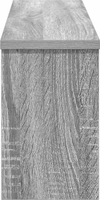 věšák, nástěnný, 4 poličky, háčky, kompozitní dřevo, 26x75x16 cm, šedá sonoma, Dekorino TK20260021