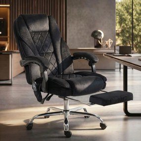 Masážní kancelářské křeslo Vinsetto s vyhříváním — ergonomické, polohovatelné, s nastavitelnou výškou, kabelovým ovládáním, výsuvnou podnožkou a 360°…