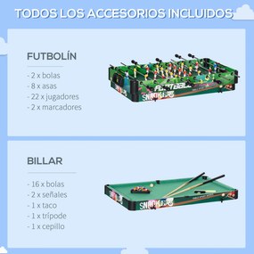 HOMCOM 6 v 1 Skládací Multiherní Stůl pro Děti od 7 Let – Stolní Hry: Kulečník, Stolní Fotbal, Ping Pong, Hoops, Air Hockey, Lední Hokej 118x104x71 cm