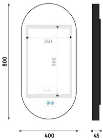 NIMCO ZPC 32002LVX-90-LED Koupelnové podsvícené zrcadlo 3000-6500K 80x40 cm IP44
