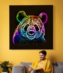 Obraz na plátně - Barevná zářící Panda FeelHappy.cz Velikost obrazu: 100 x 100 cm