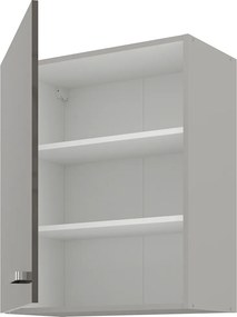 GREY gr | horní skříňka 60 G-72 1F policová | 60 cm | světle šedá/tmavě šedá lesk