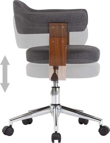 vidaXL Otočná kancelářská židle ohýbané dřevo a textil [3054840] Barva: černá a světle hnědá