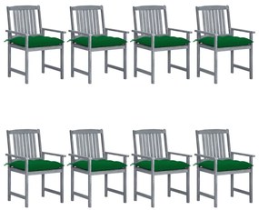 Zahradní židle s poduškami 8 ks masivní akáciové dřevo šedé,  3078254