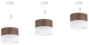 Light Home Závěsné svítidlo Wood, 1x hnědá ořechová dýha/bílé plastové stínítko, (fi 20cm)